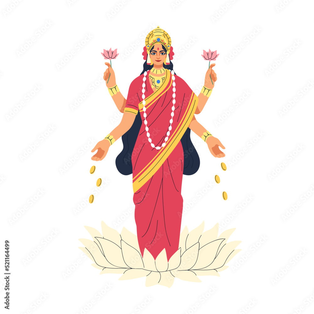 Lakshmi goddess of Hinduism, India. Divine Laxmi, Indian female Hindu ...