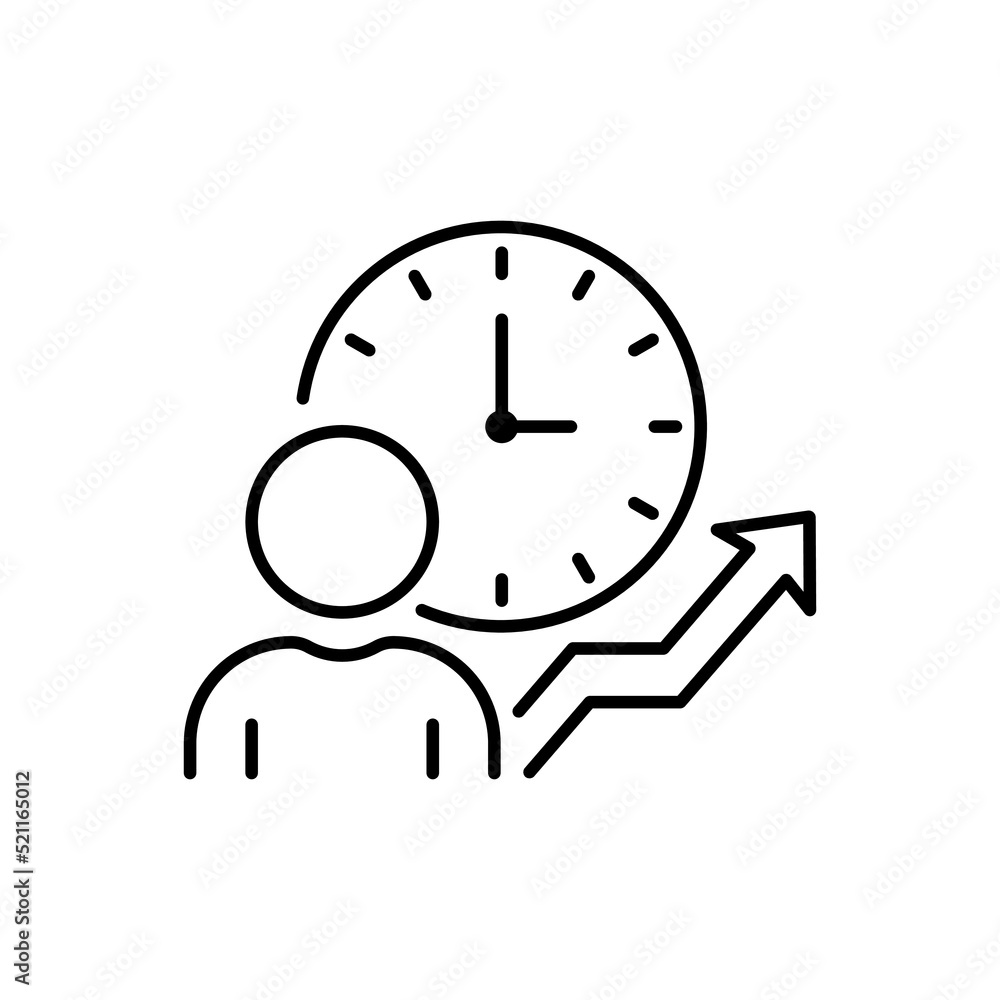 Time Management Line Icon. Efficiency Productivity Clock Control Linear ...