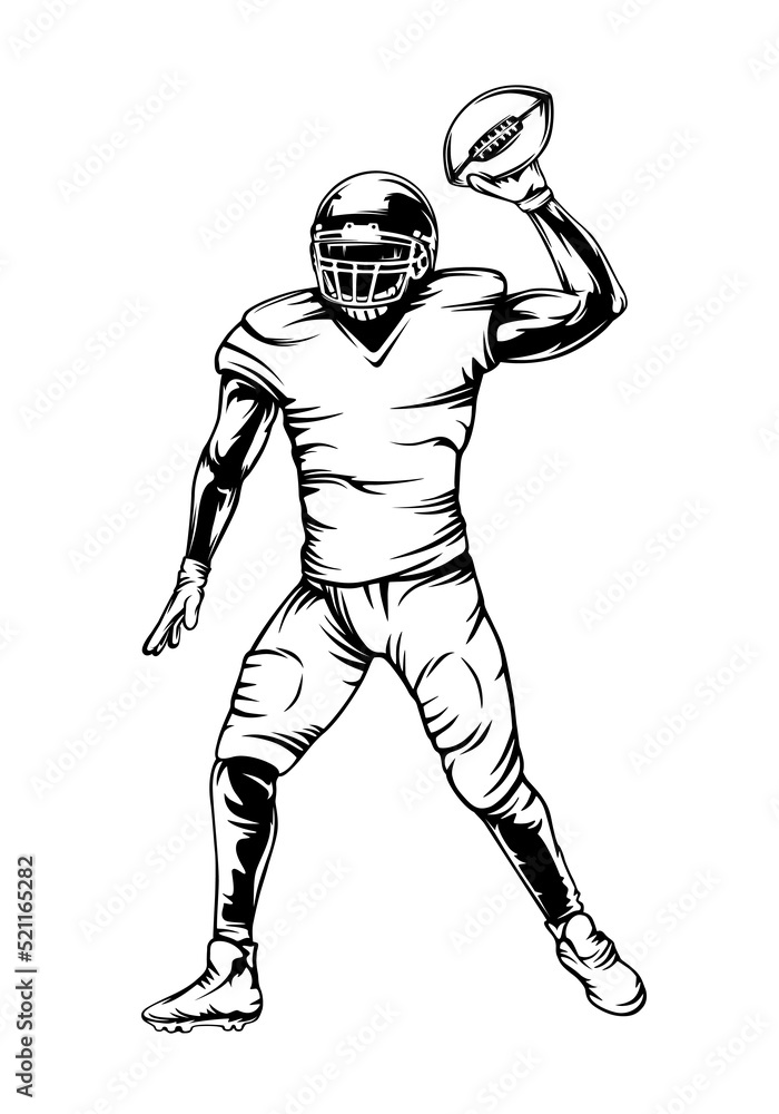 American football player. Quarterback isolated illustration. Football ...