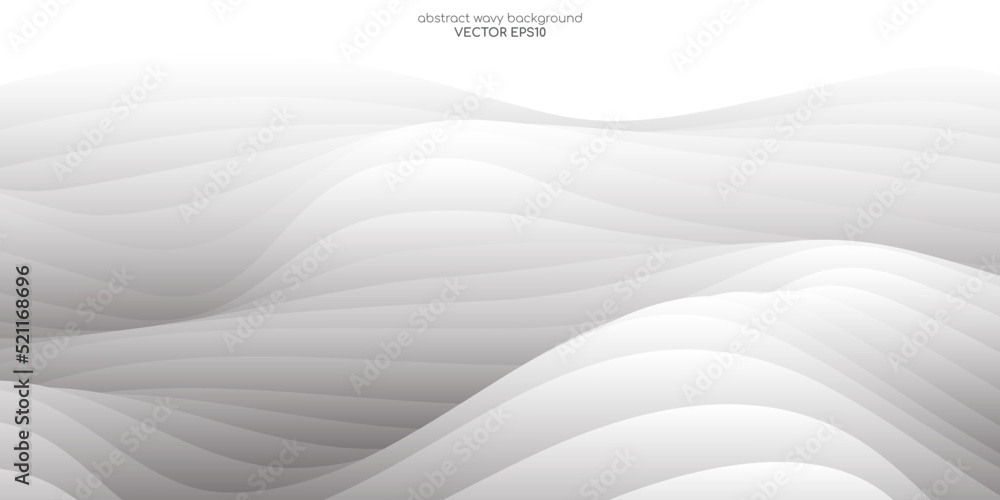Abstract white background light gray wave texture with smooth curve ...