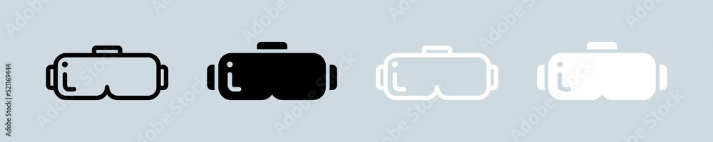 VR icon set in black and white colors. Virtual reality signs vector ...