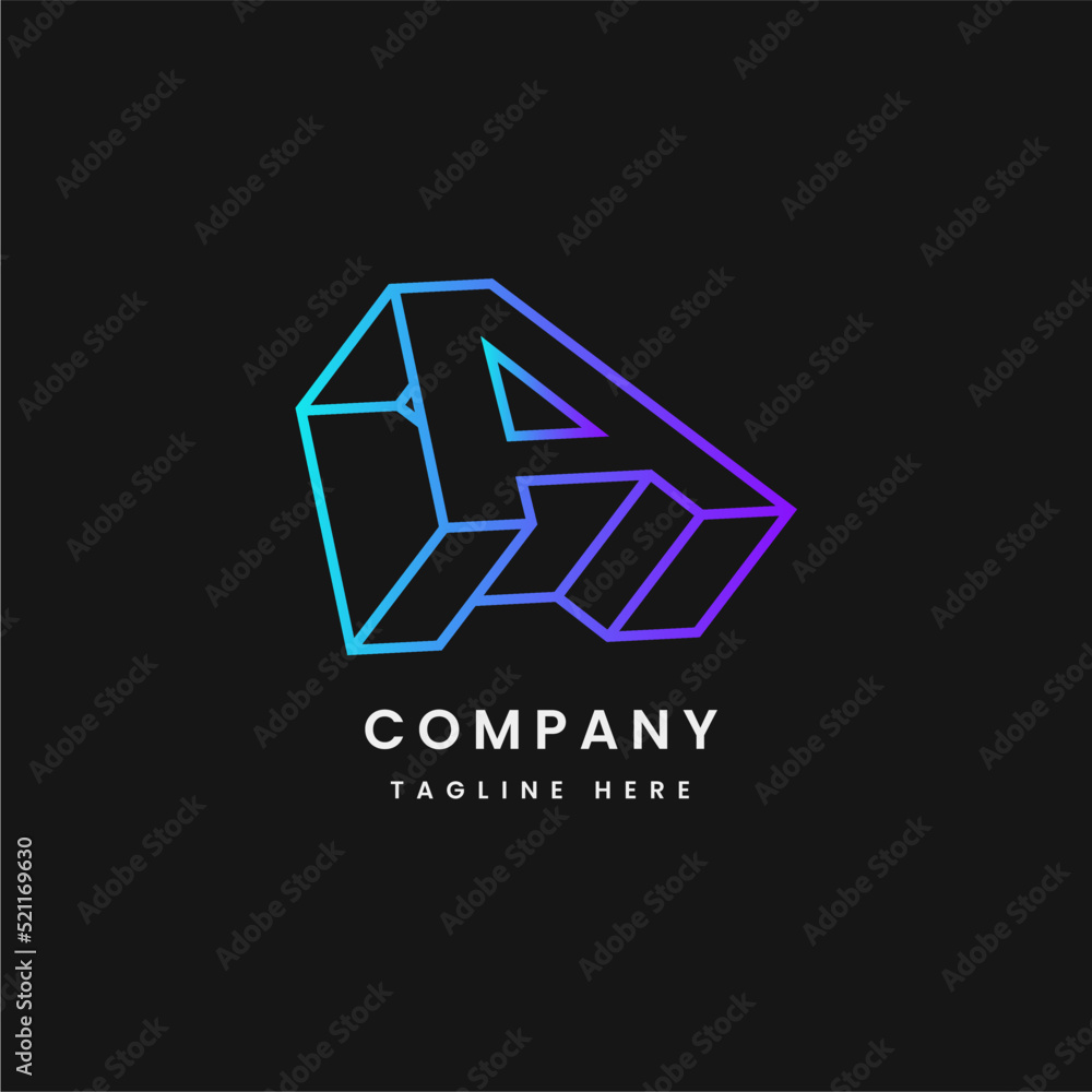 Letter A 3D logo design or 3d letter A or A initial logo design 3d ...