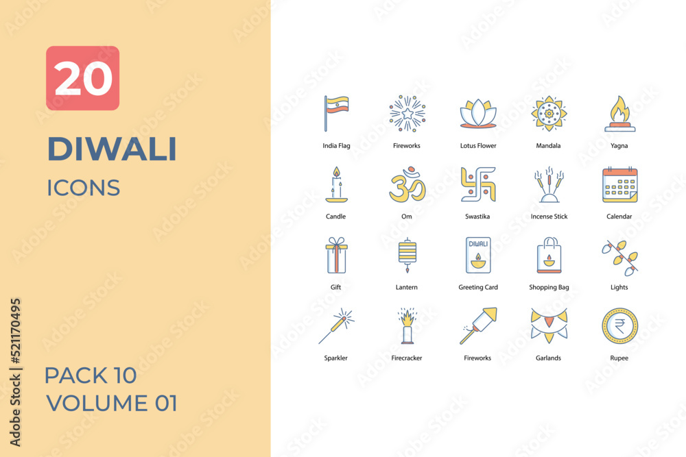 Diwali icons collection. Set contains such Icons as online Indian ...