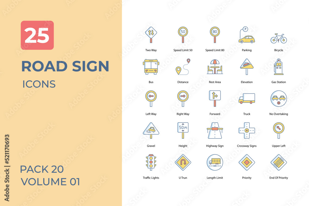 Road Sign icons collection. Set contains such Icons as road close, road ...