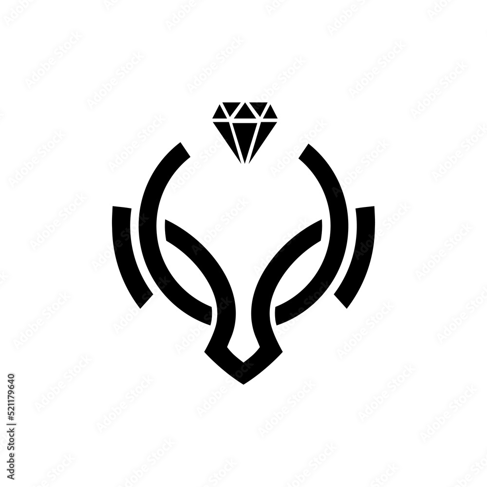 Futuristic Animal Head Logo Design with Diamonds on Head Stock Vector ...