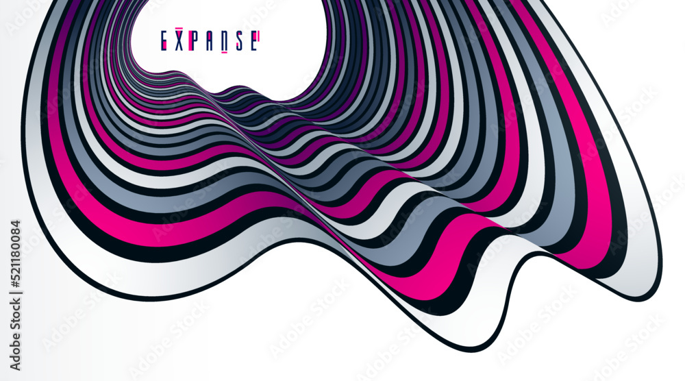 3D abstract lines in perspective vector background, modern trendy ...