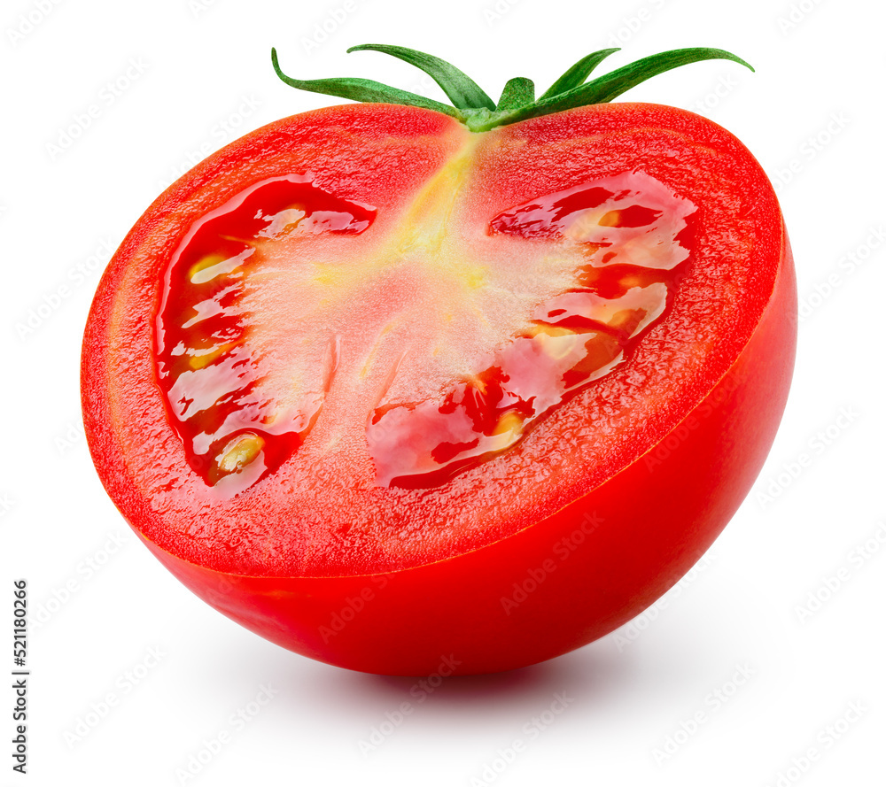 Tomato half isolated. Tomato on white background. Cut tomato side view ...