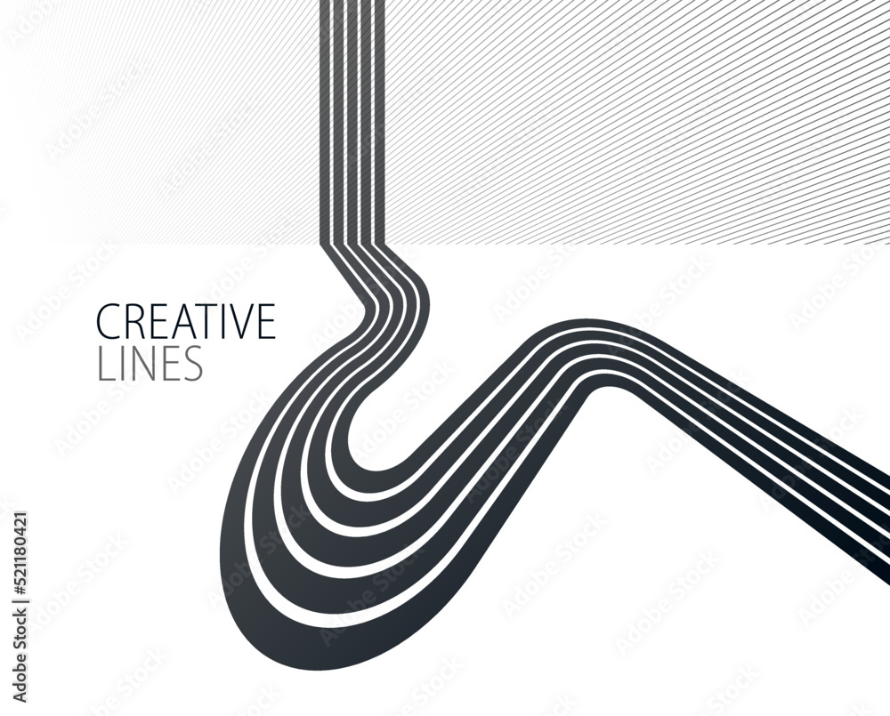 Future lines in 3D perspective vector abstract background, black and ...
