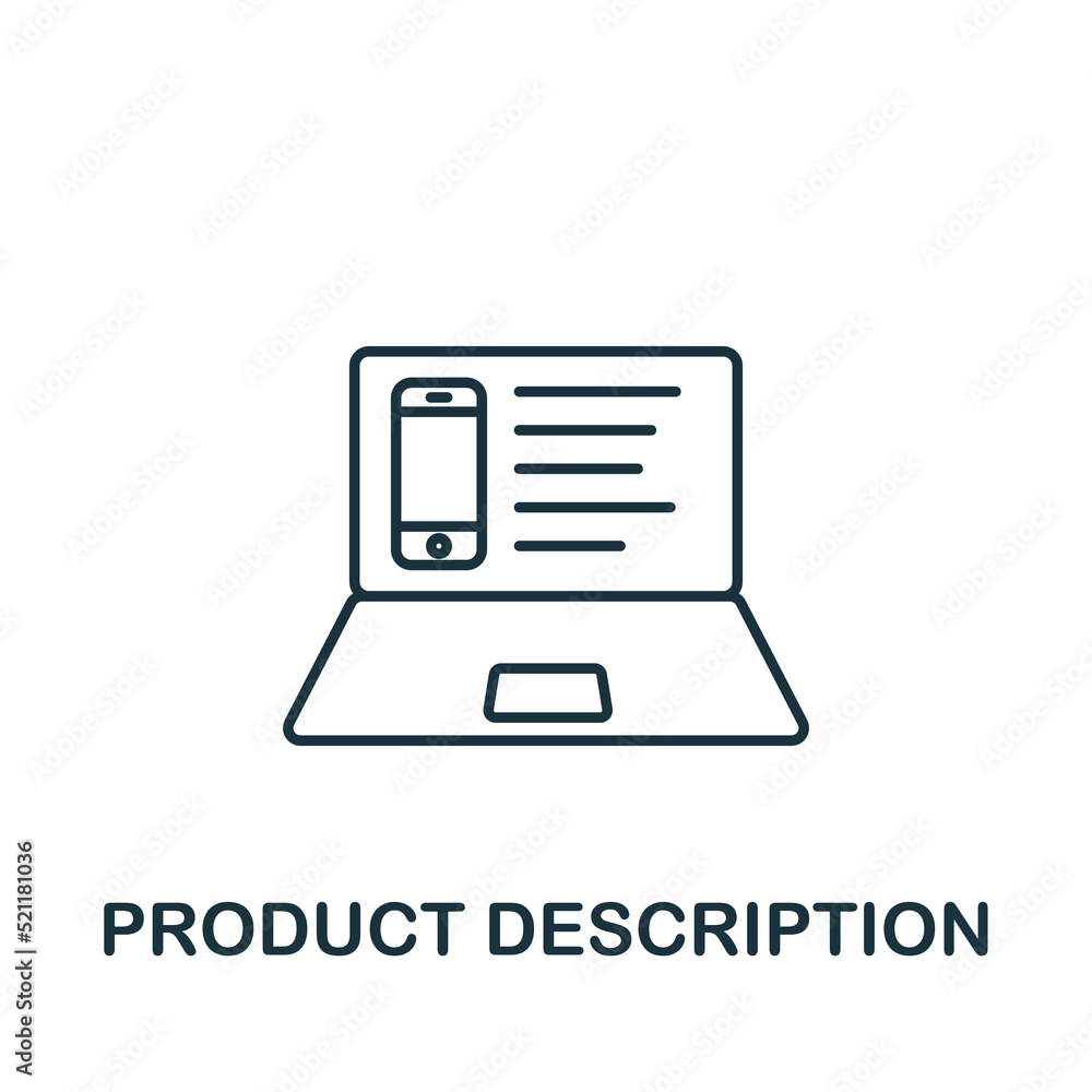 Product Description icon. Monochrome simple icon for templates, web ...