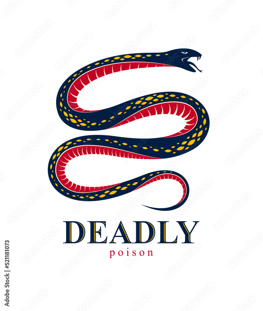 Venomous snake vintage tattoo, vector logo or emblem of aggressive ...