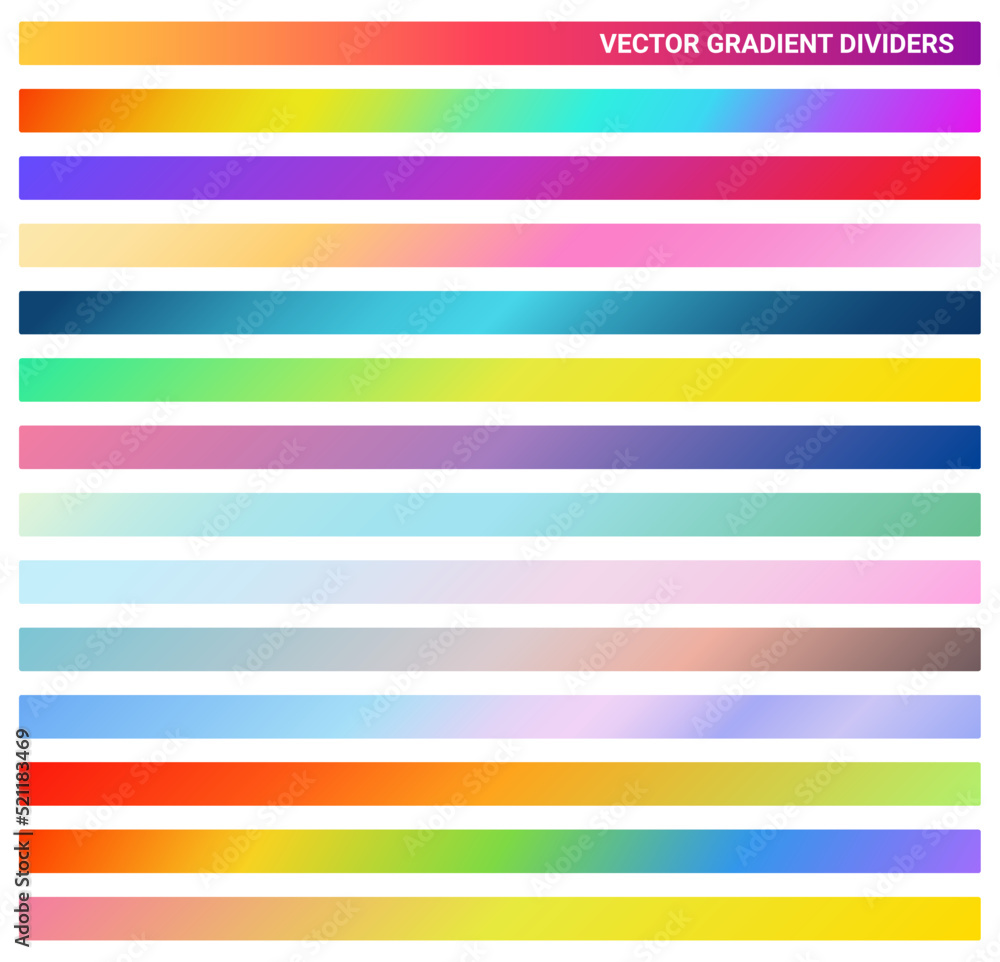 Gradient dividers set. Abstract vector background. Colored horizontal ...