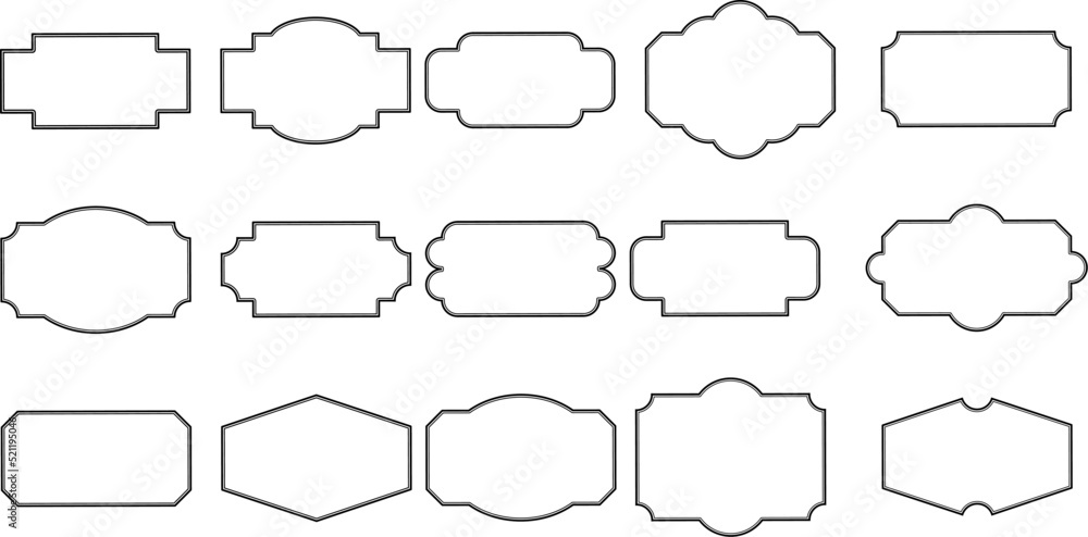 Vector of vintage line frame set isolated on white background. Vector ...