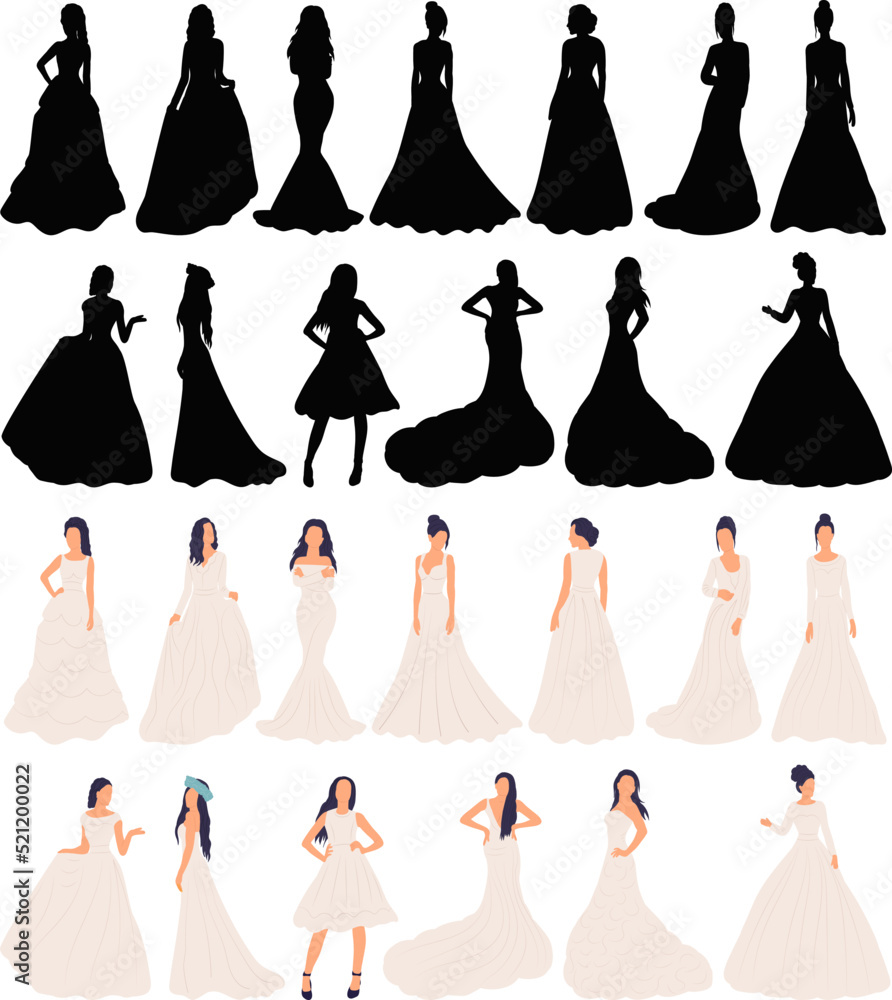 bride collection in flat style, isolated, vector Stock Vector | Adobe Stock