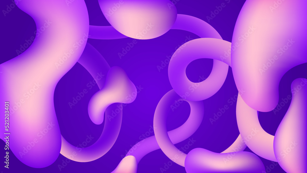 Liquid flow purple, purple 3D neon lava lamp vector geometric ...