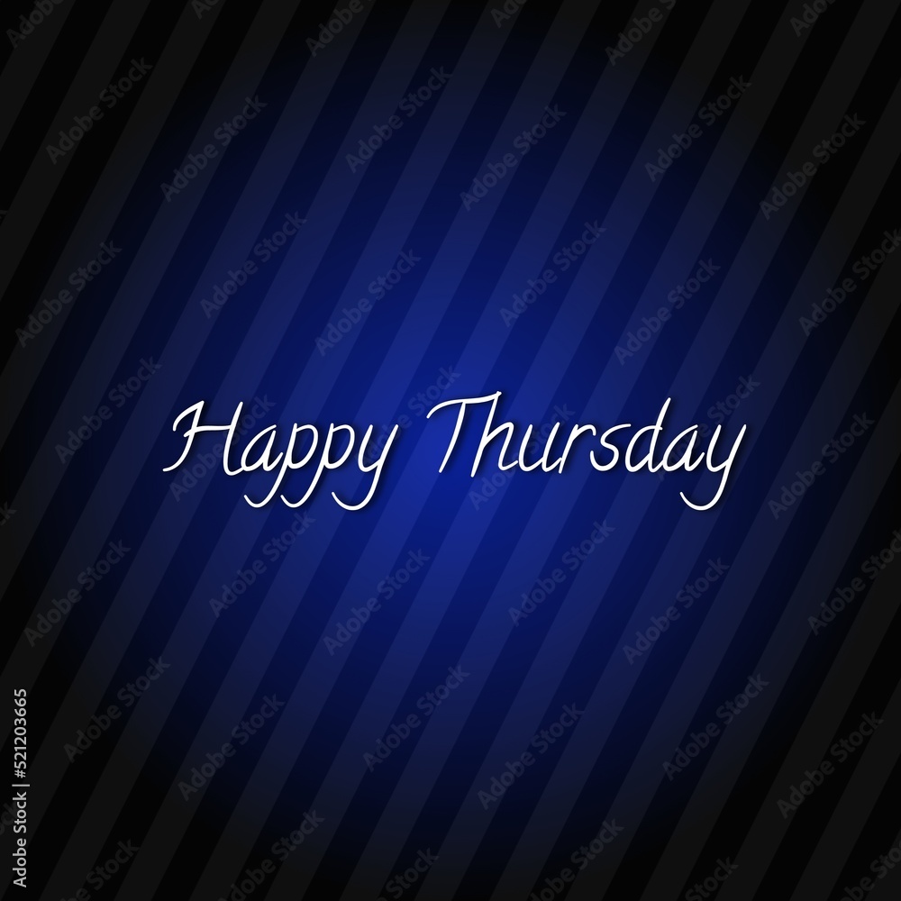 Happy Thursday Text Poster Design With Diagonal Stripes and Dark Blue ...