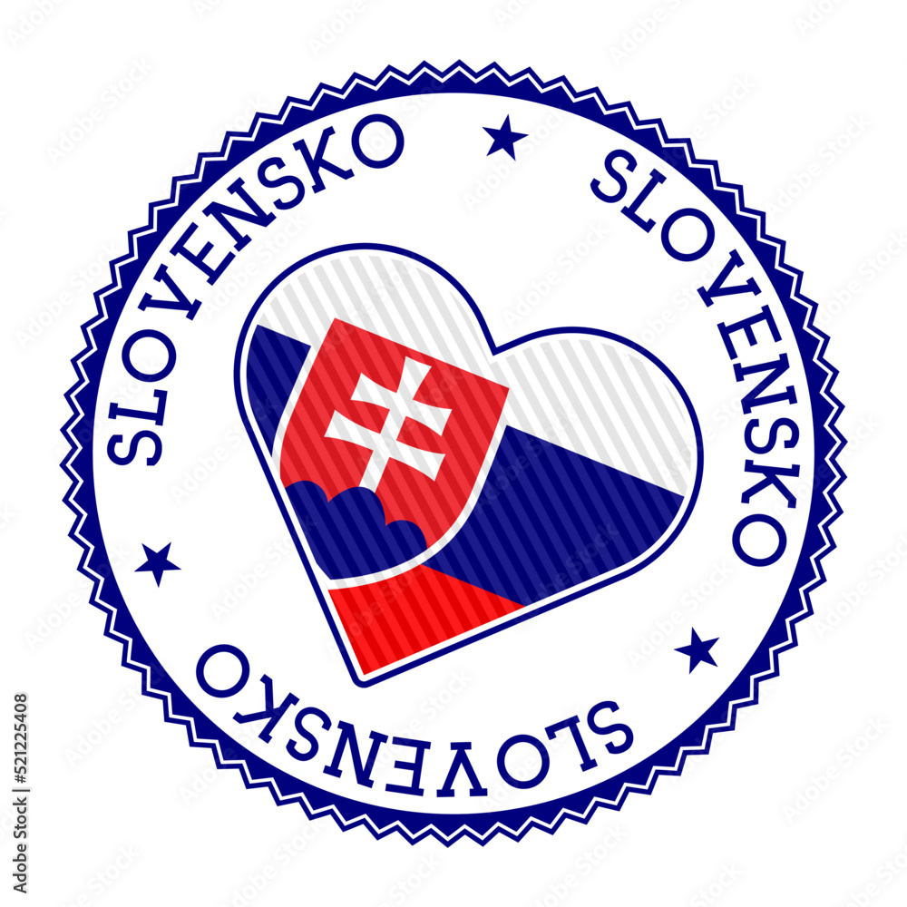 Slovakia heart badge. Vector logo of Slovakia with name of the country ...