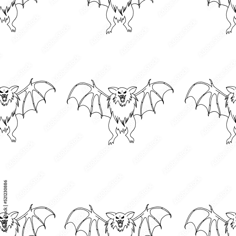 Vector illustration of a halloween background with angry vampire bat ...