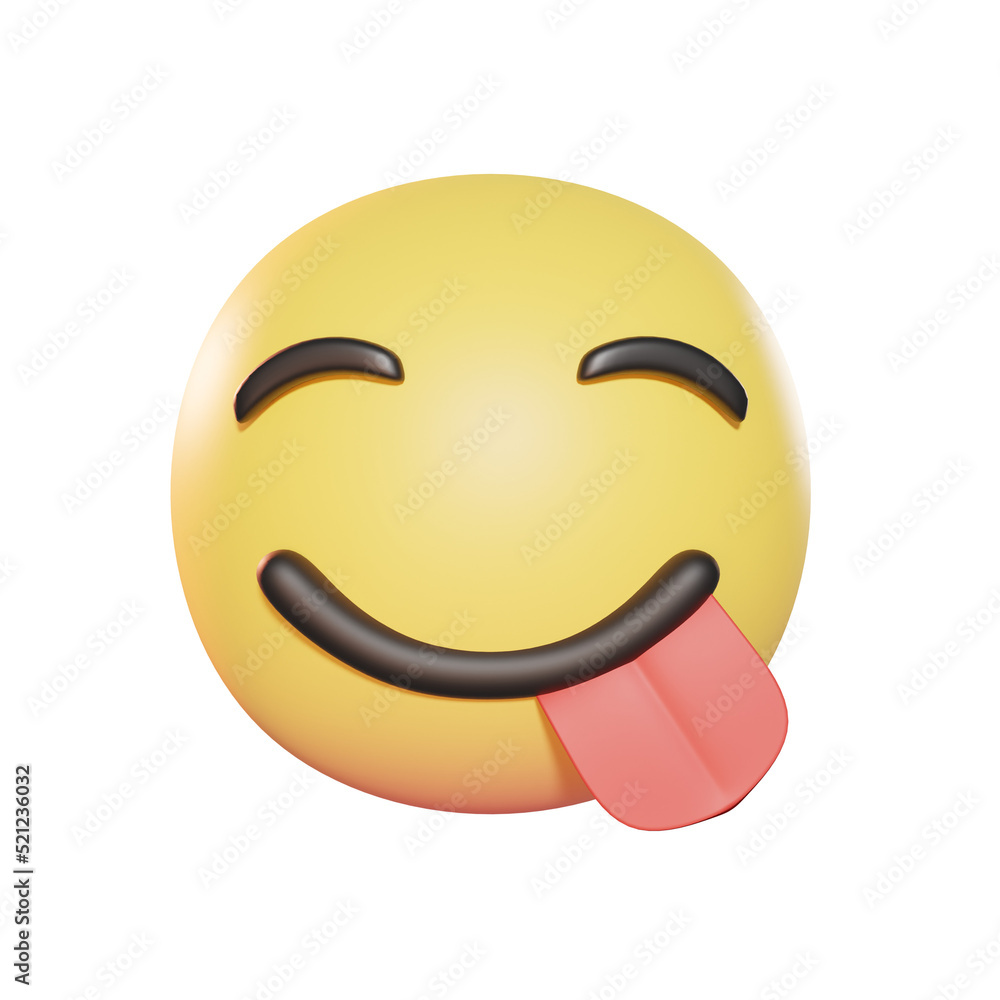 Yummy Face Emoji 3D Illustration Stock Illustration | Adobe Stock