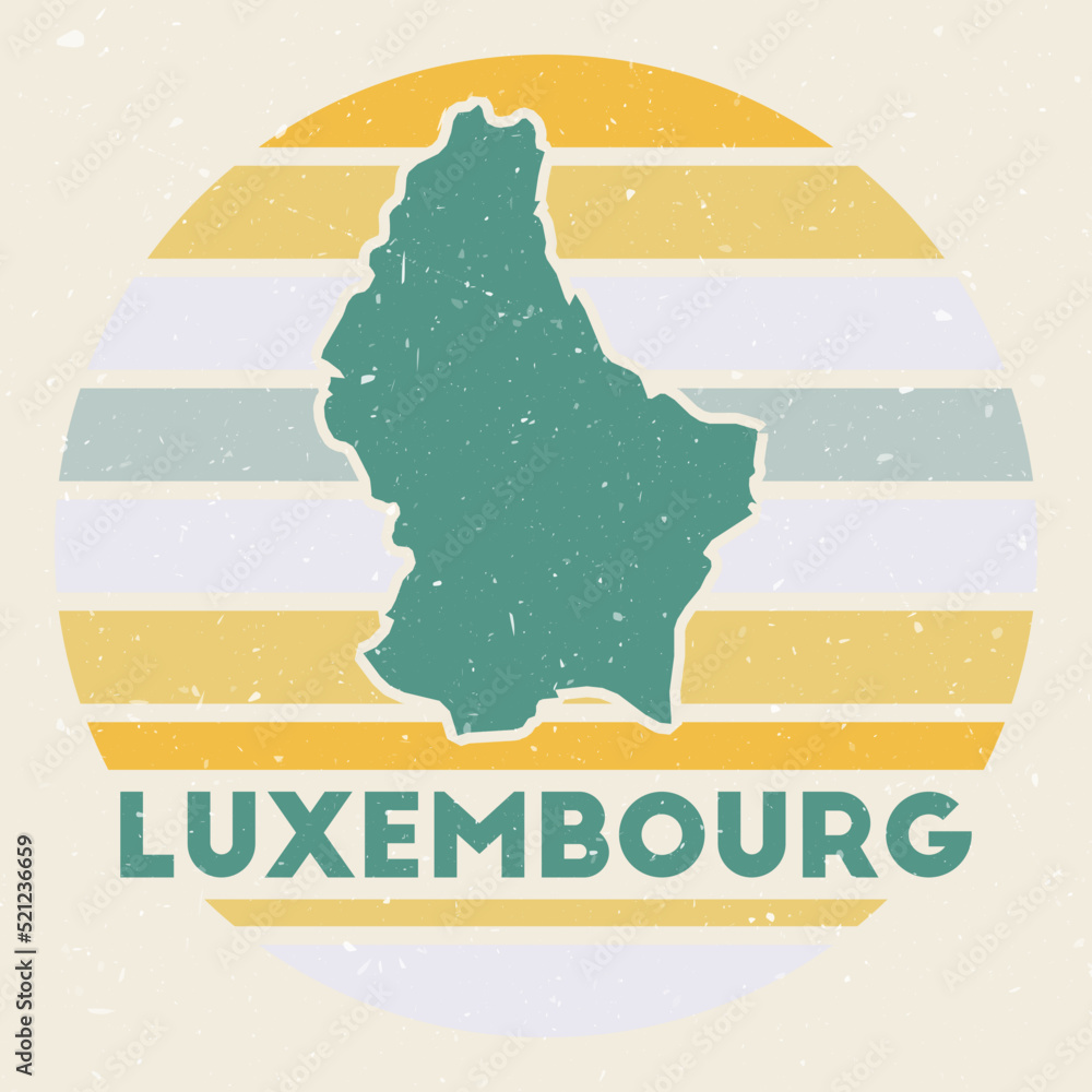 Luxembourg logo. Sign with the map of country and colored stripes ...