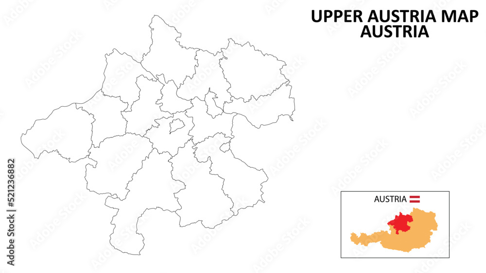 Upper Austria Map. State and district map of Upper Austria. Political ...