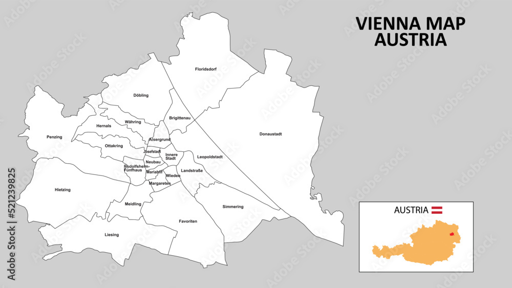 Vienna Map. State and district map of Vienna. Administrative map of ... Vienna Map. State and district map of Vienna. Administrative map of ...