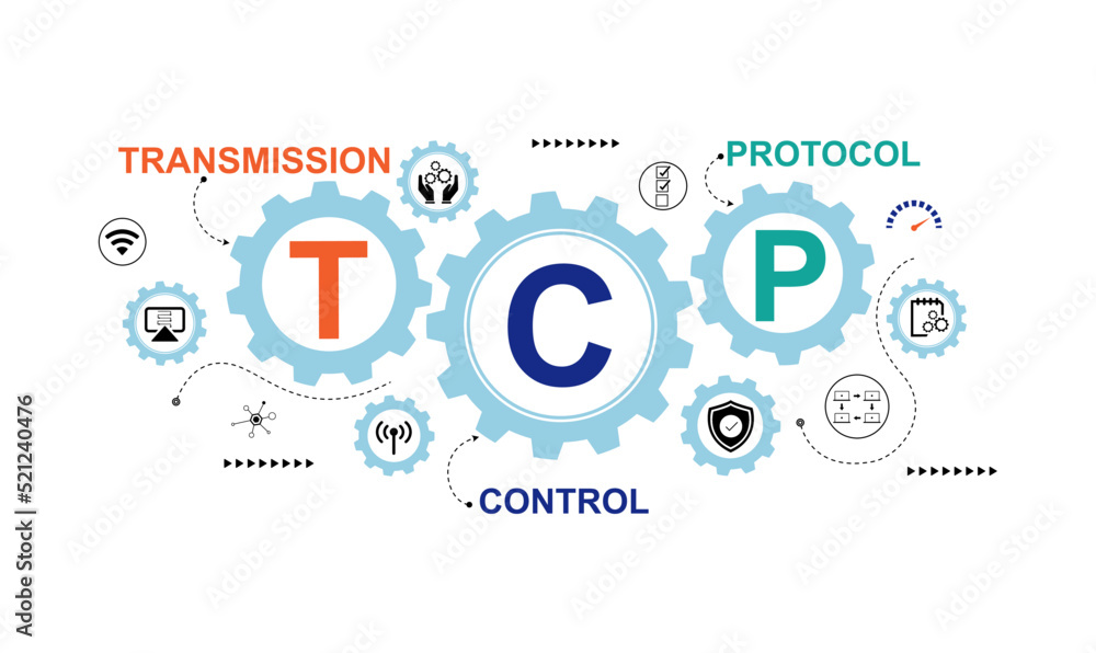TCP icon keyword with flat design - Transmission Control Protocol ...
