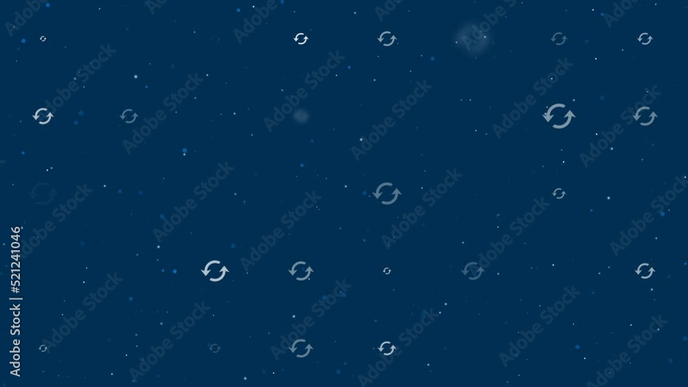 Template animation of evenly spaced refresh symbols of different sizes ...