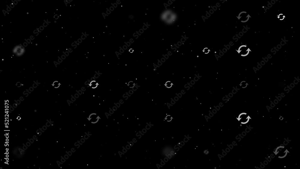Template animation of evenly spaced refresh symbols of different sizes ...