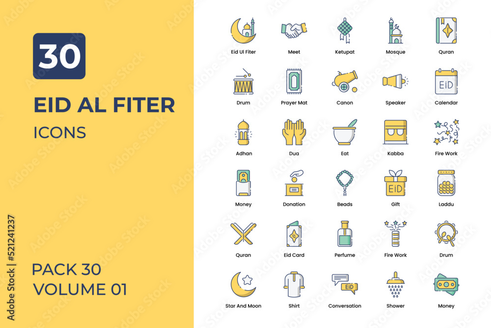 Eid ul Fitter icons collection. Set contains such Icons as meeting ...