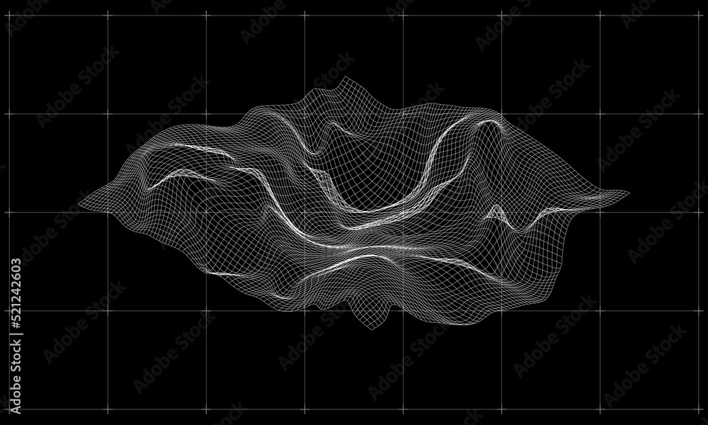 Fui gui 3d vector landscape scan grid abstract futuristic background ...