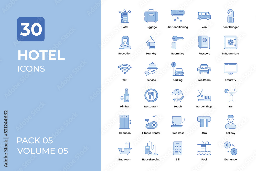 Fototapeta mapa świata dla dzieci Hotel icons collection. Set contains such Icons as reception ...