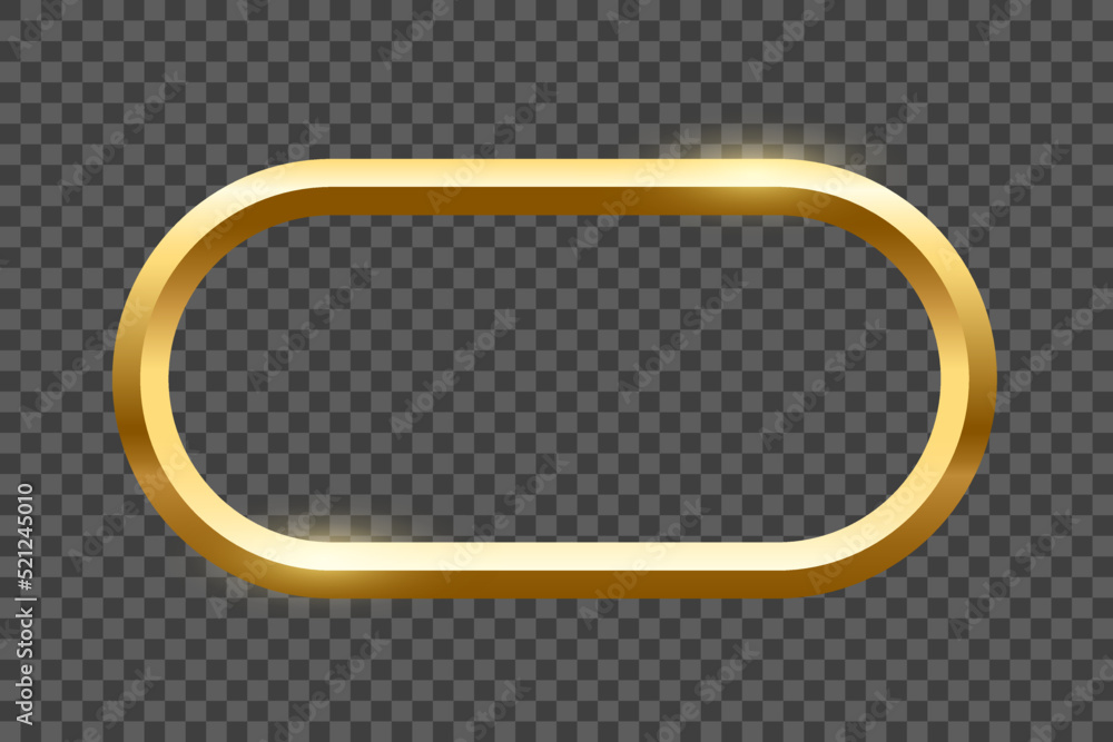 Gold oval frame for picture on transparent background. Blank space for ...