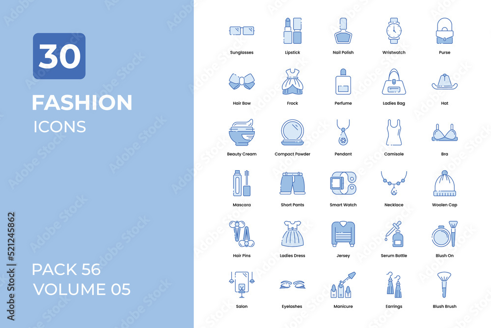 fashion icons collection. Set contains such Icons as t-shirt, ladis ...