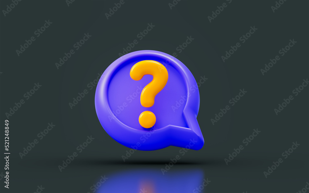 question mark sing with message on dark background 3d render concept ...
