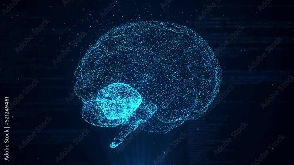 Human brain digital particle with analysis computation data, neural network connections in ...