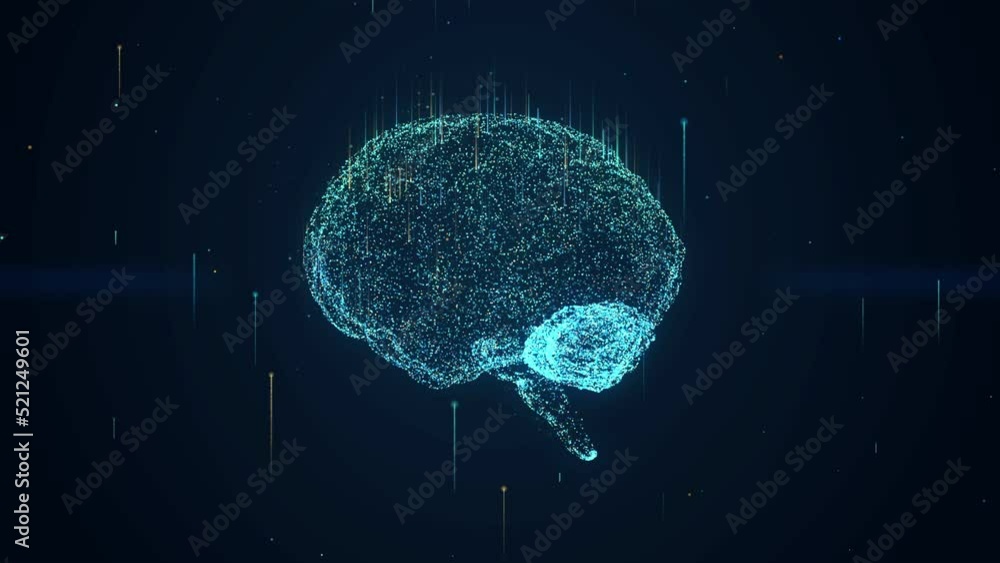 Vidéo Stock Human brain digital particle with analysis computation data, neural network ...