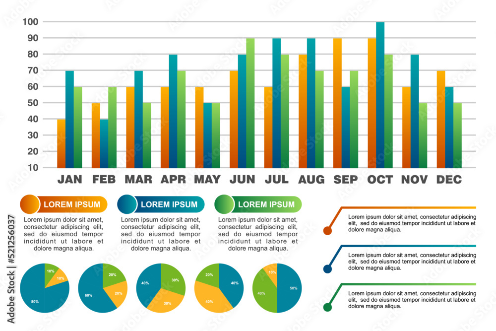 Set of elements chart for infographics diagrams chart business ...