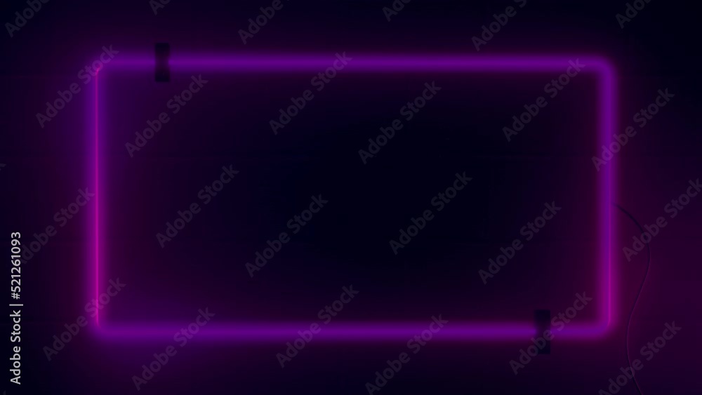 Neon glowing frame. Glowing neon lights for video production ...