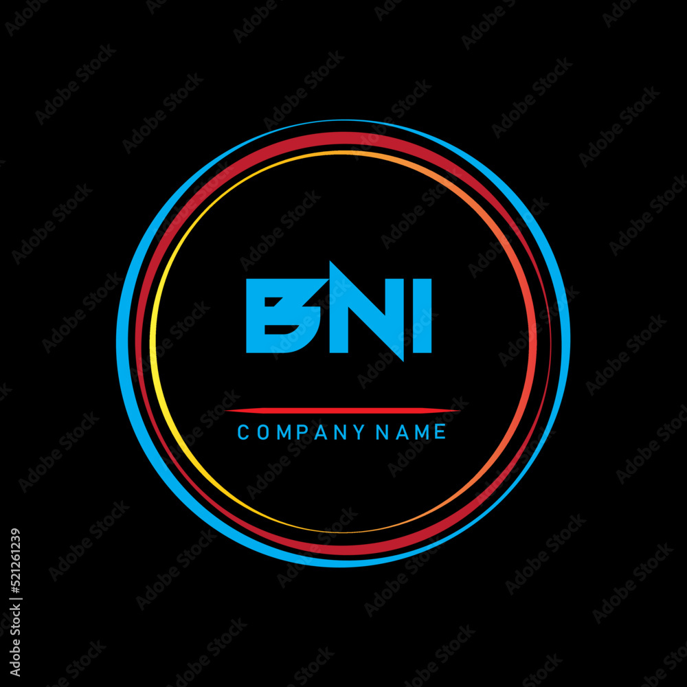 BNI letter logo design ,BNI letter in circle shape ,BNI creative three ...