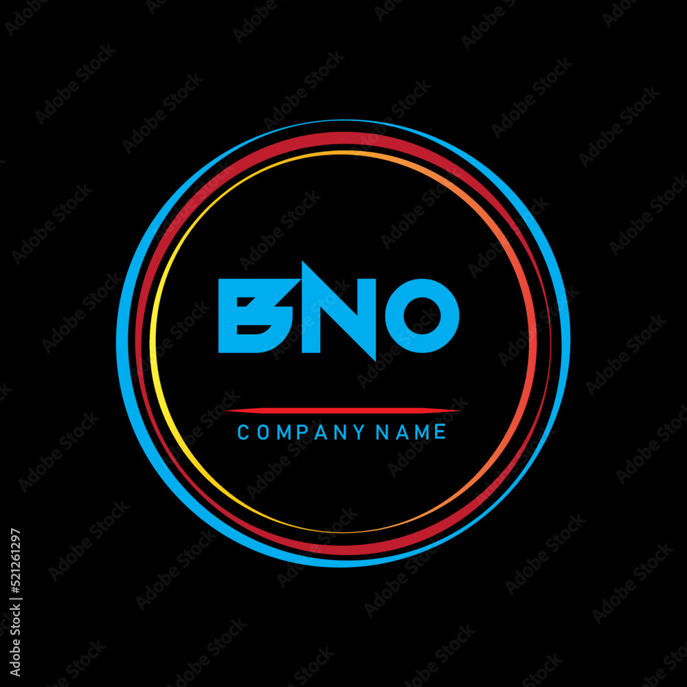 BNO letter logo design ,BNO letter in circle shape ,BNO creative three ...