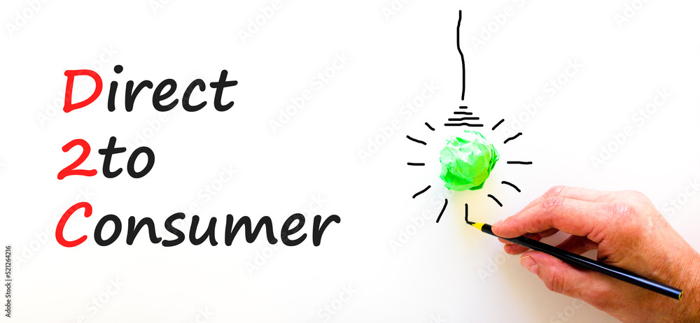 D2C direct to consumer symbol. Concept words D2C direct to consumer on ...