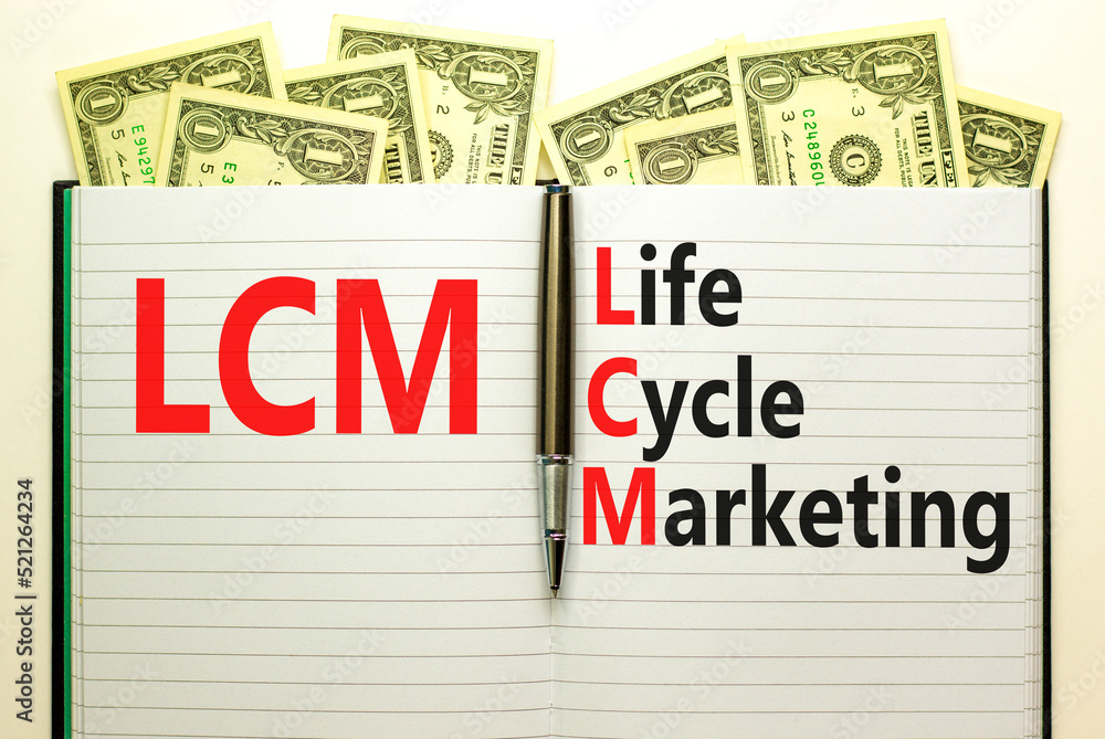 LCM lifecycle marketing symbol. Concept words LCM lifecycle marketing ...