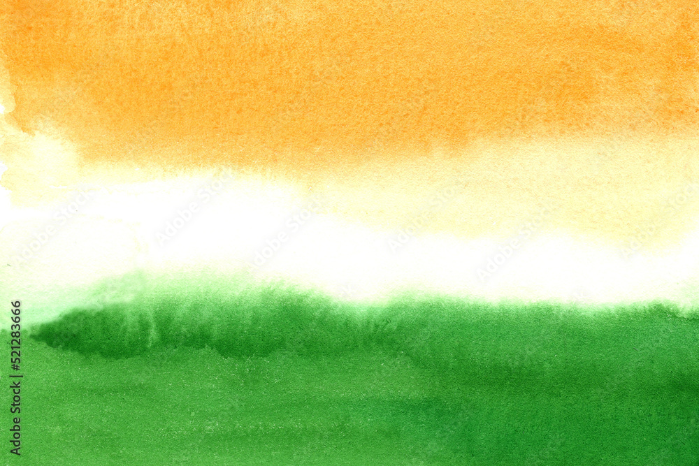 Abstract tricolor Indian flag. Watercolor illustration of background ...