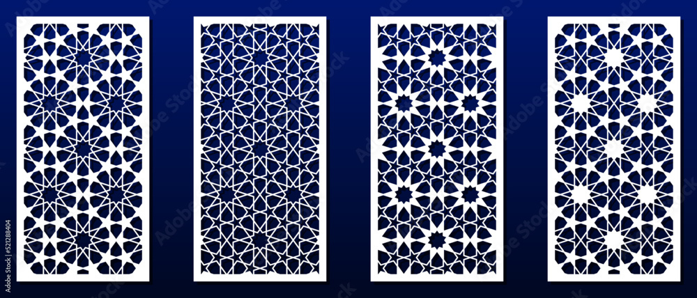 Laser cut panels, islamic arabian design pattern, geometric ornament ...