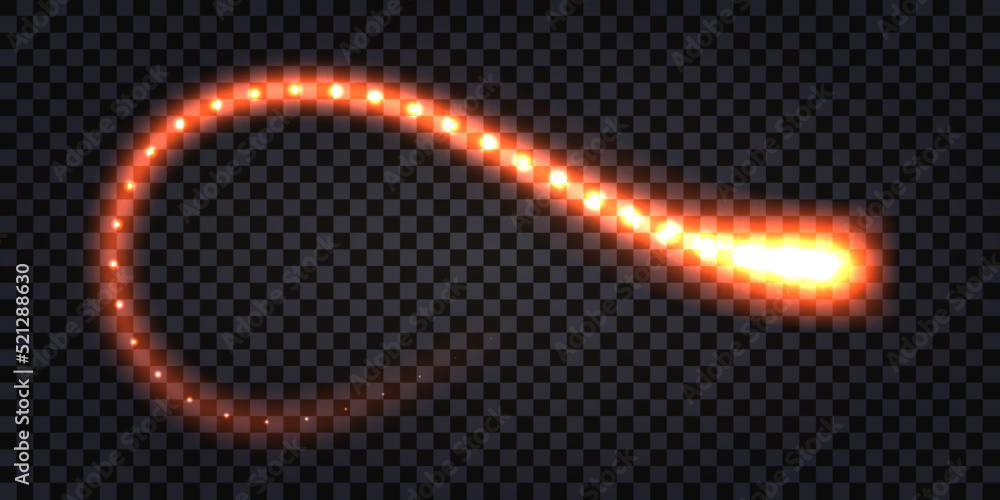 Glowing fiery light trail, red hot laser beam. Electri thunder bolt ...