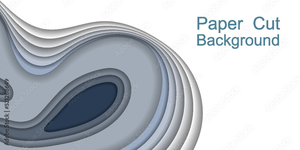 Paper cut topography 3d background. Relief map with multi layers, sea ...