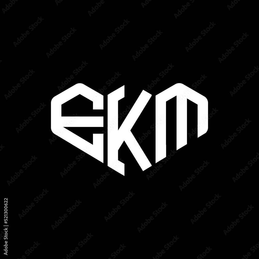 EKM monogram letter logo on black background.EKM letter initial ...