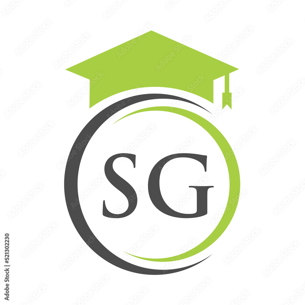 Letter SG Education Logo Concept With Educational Graduation Hat Vector ...