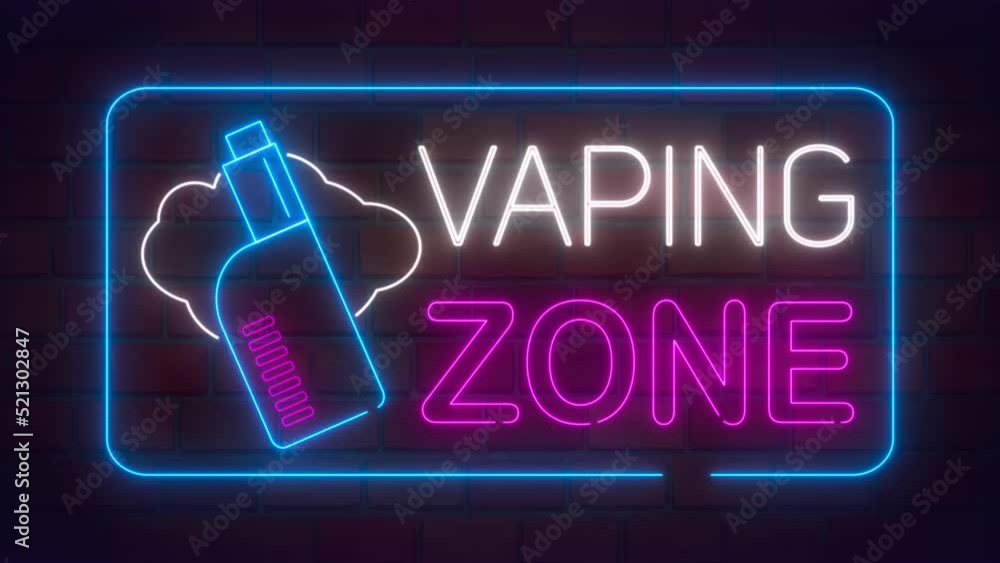 Vaping zone neon sign lights logo text glowing multicolor in Night Club ...