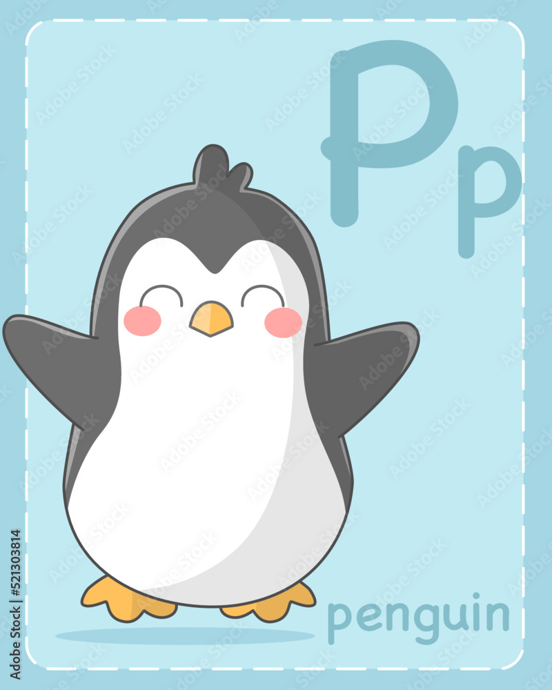 Alphabet flashcards P with pictures Stock Vector | Adobe Stock